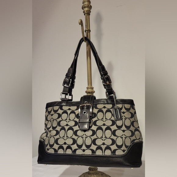 Coach | Bags | Coach Hamilton Black Monogramed Satchel Purse | Poshmark